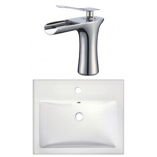 20.75-in. W Semi-Recessed White Vessel Set For 1 Hole Center Faucet ...