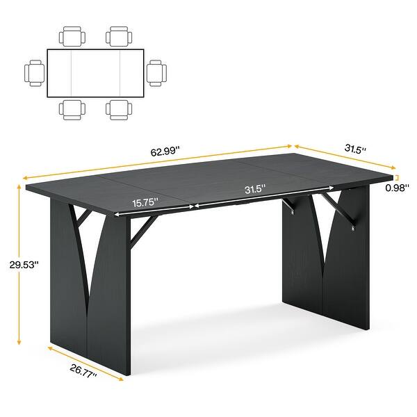 63-inch Rectangular Dining Room Table Kitchen Tables for 4 People - Bed ...