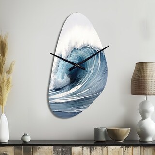 Ocean Wave Movement III - Modern Beach Wall Clock in Asymmetrical Fall ...