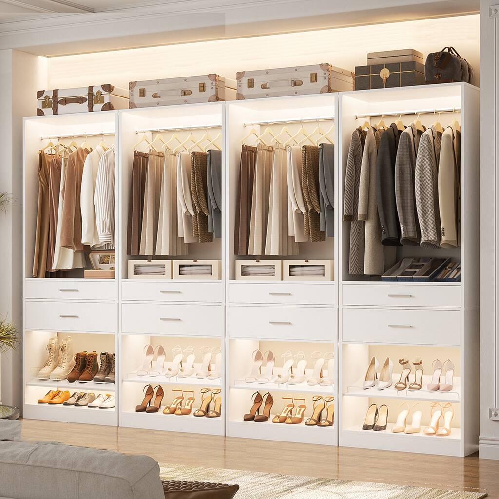 5FT Closet System with 2 Hanging Rods and Wooden Drawer, Walk-in Closet ...
