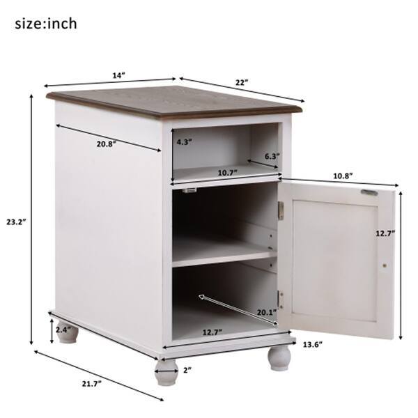 End Table with One Open Storage Shelf and One Removable Mid-shelf - Bed ...
