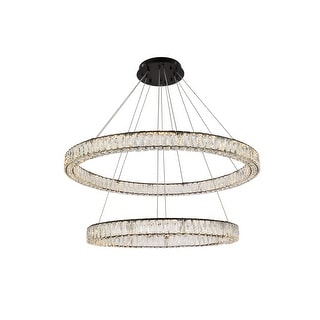 Indigo Home 42 inch LED round double ring pendant in black - Bed Bath ...