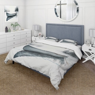 Designart "Canoe On The Lake II" Grey Traditional - Bedding Set With ...