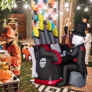 Gymax 5.2 FT Inflatable Skeleton Playing Piano Blow up Giant Skeleton ...