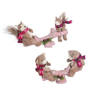 Transpac Foam 13 in. Brown Christmas Sisal Squirrel/Bear Seesaw Decor ...