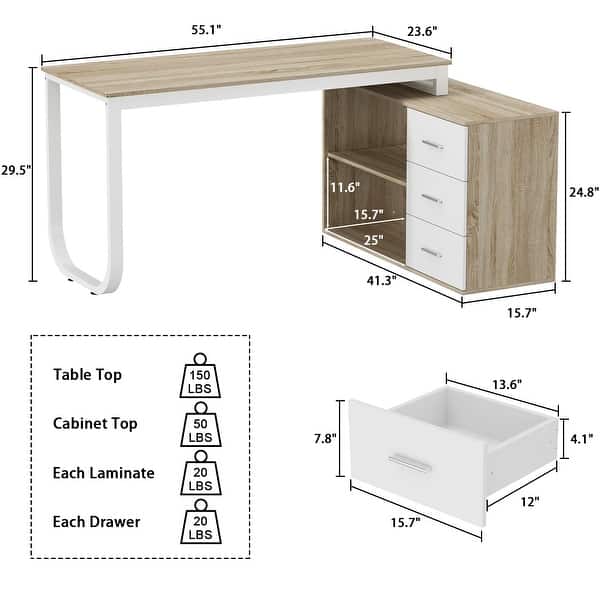 55-inch Timechee L-shaped Storage Computer Desk - Bed Bath & Beyond ...