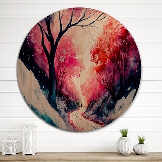 Designart "Winter Beauty Landscape In Pink Magenta And Blue V ...