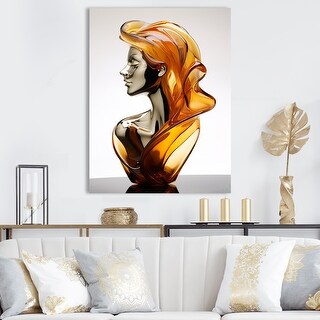 Designart "Amber Elegance Woman Sculpture" Fashion Woman Canvas Art ...