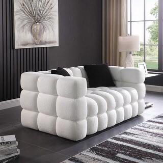 Wayna Modern Square Sofa, Sherpa Thick Cushion Double Sofa - Bed Bath ...