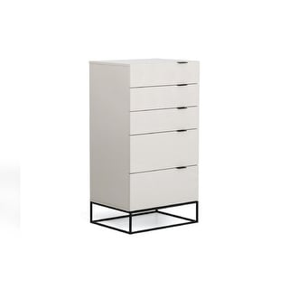Cid 44 Inch Modern Tall Dresser Chest, 5 Drawers, Metal Base, Gray ...