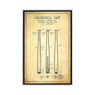 iCanvas "Baseball Bat Vintage Patent Blueprint" by Aged Pixel Framed ...