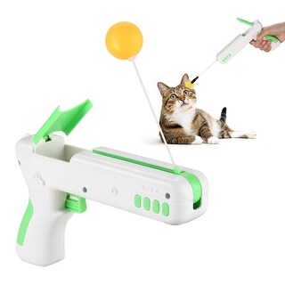 Green Interactive Cat Toy Gun Cat Stick Toy with Ball & Feather - 7.4x1 ...