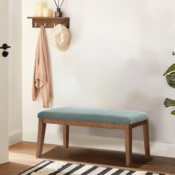 Upholstered Fabric Entryway Bench Bedroom Bench for End of Bed Beige Solid Wood 44 inch