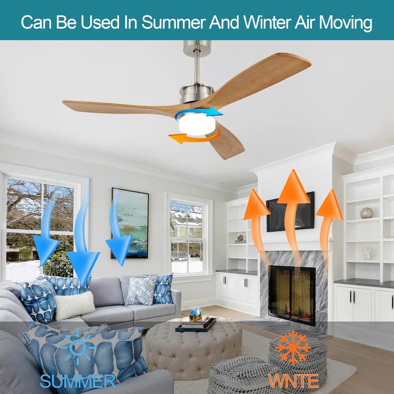 Oaks Aura Gamay 52 in. LED Indoor Solid Wood Reversible Scandi-Japanese ...