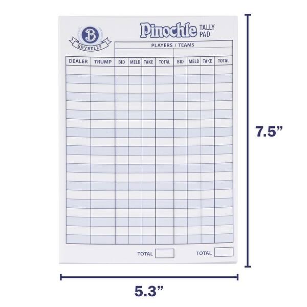 Pinochle Scorecards, 75-pack - 7.5x5.25x.3 in - On Sale - Bed Bath ...