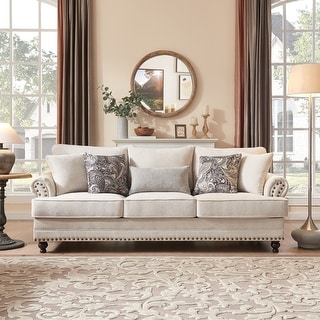 Morden Fort Chenille Fabric Sofa with Rolled Arm and Nailhead Trim ...