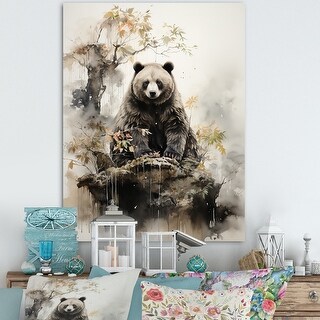 Designart "Asian Art Bear Sumi III" Asian Art Wall Art Prints - Bed ...