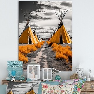 Designart "Yellow Native Tipi Path To Spirituality II" Native American ...