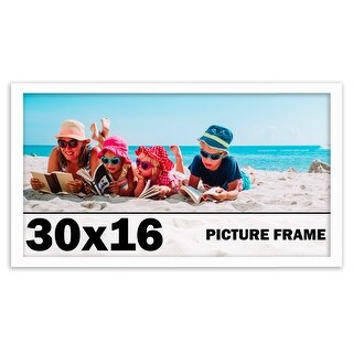 30x16 Frame White Solid Wood Picture Frame Includes UV Acrylic Shatter ...