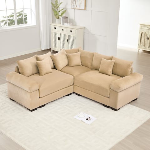 Beige L-Shape, Fabric Sectional Sofas - Overstock