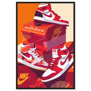Red Boxes and Sneakers Canvas Trend Sport Wall Art by Notoriart - Bed ...