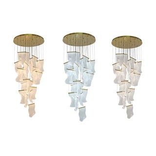 24-Light Brass Chandelier With Acrylic Crumbled Sheet Pendants - Bed ...
