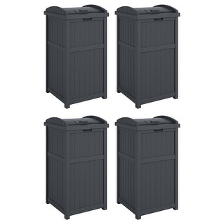 Suncast 30 Gallon Hideaway Trash Waste Bins for Outdoor, Cyberspace (4 ...