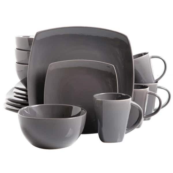 Square Dinnerware Set 16 Pieces in Warm Ash - Bed Bath & Beyond - 37423651
