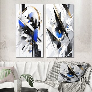Designart "Blue Black Cubist Symphony" Cubism Wall Art Set Of 2 Blue ...