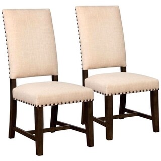 Modern Design Beige Parson Dining Chairs with Nailhead Trim (Set of 2 ...
