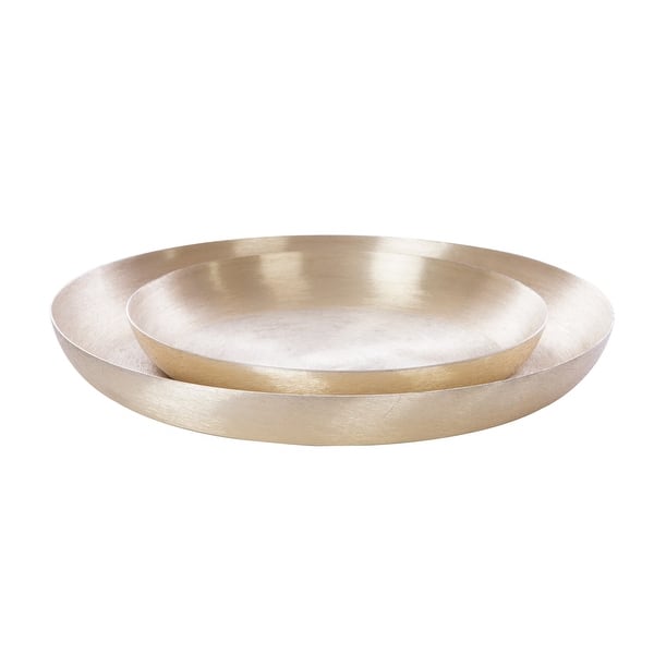 Brushed Gold Platters Set of 4 - 11-5/8 x 3/4 and 15-1/2 x 3/4 - Bed ...