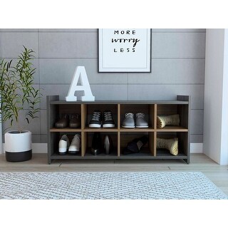 Rectangle Entryway Shoe Organizer Storage Benches w/Shelves, Espresso ...