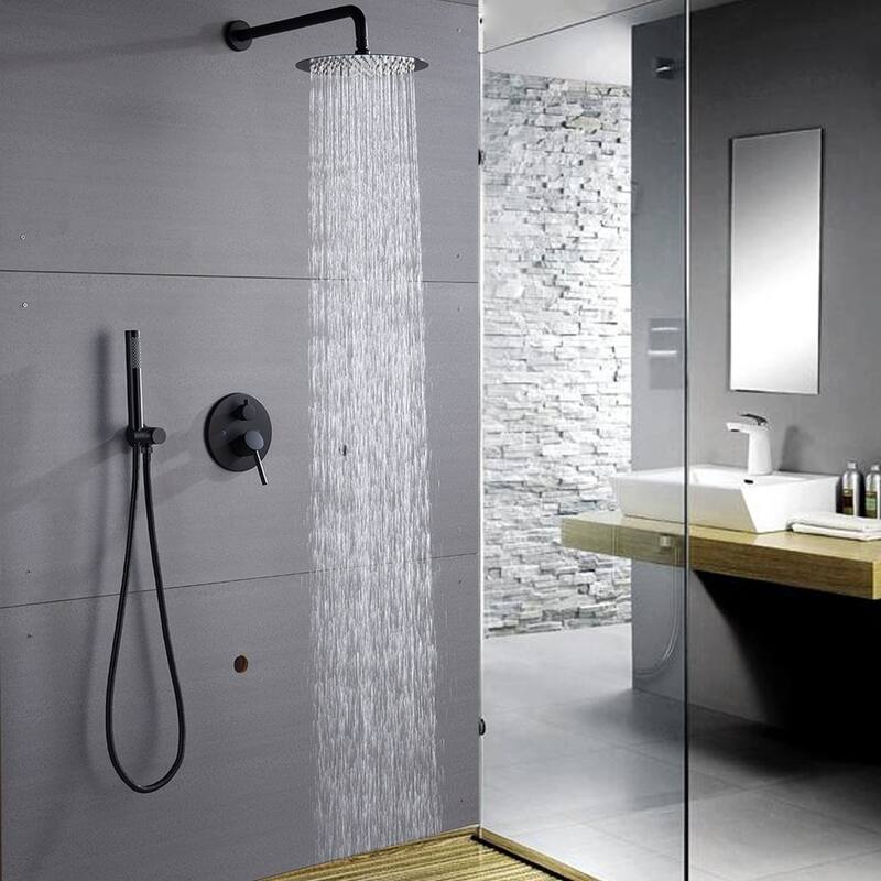 Round Shower Combo Set with 10" Rain Shower head and Handheld Shower ...
