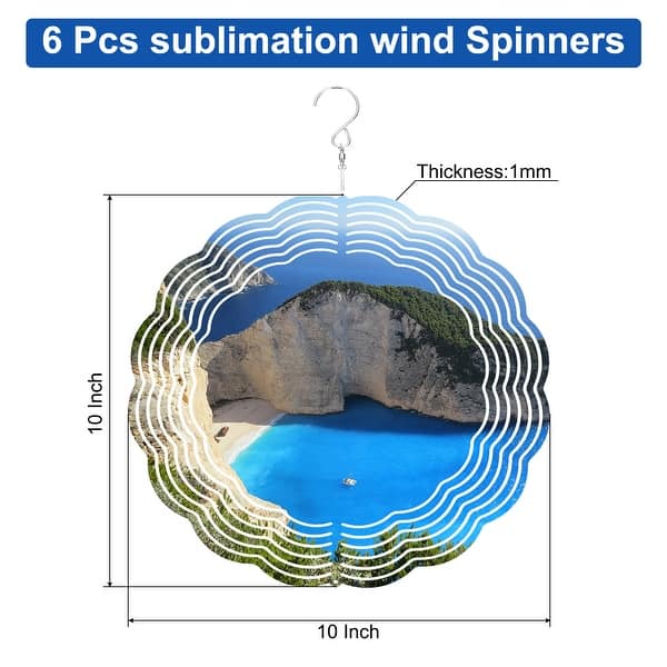 6 Pcs Sublimation Wind Spinners, 10 Inch Diameter 3D Circle - White ...