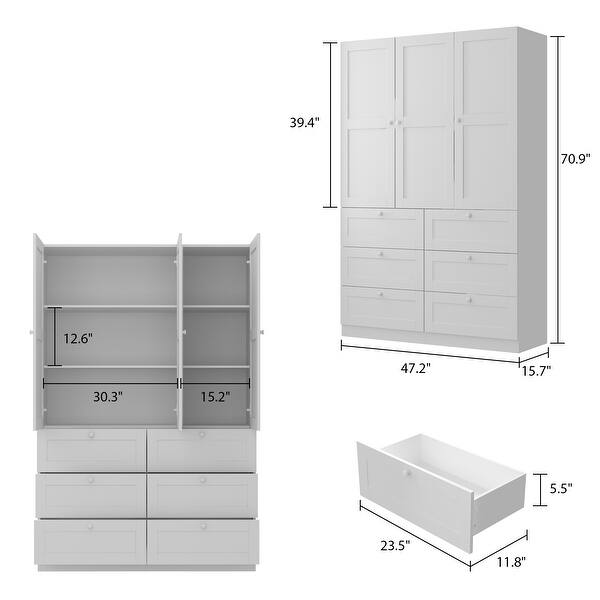 Freestanding Kitchen Pantry Pantry Cabinet with 6 Drawers Acrylic Door ...