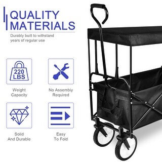 APRIL Heavy Duty Folding Hand Cart with Removable Canopy, Portable Toy ...