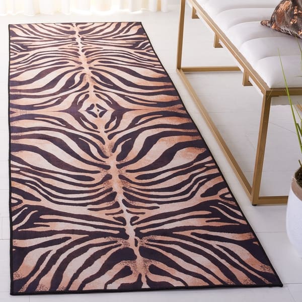 SAFAVIEH Faux Hide Machine Washable Slip Resistant Neelie Rustic Tiger ...