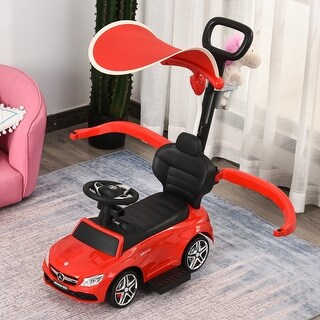 3-in-1 Toddler Push Car Stroller with Sun Canopy, Guardrail & Storage ...
