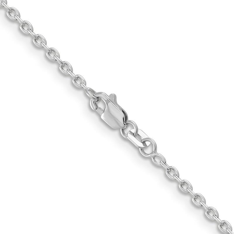 Curata 14k White Gold Solid Polished 2mm Cable Chain Necklace Options ...