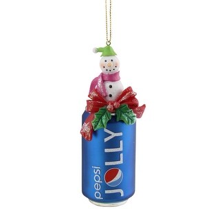 4.75" Blue Jolly Pepsi Can with Snowman Topper Decorative Glass ...