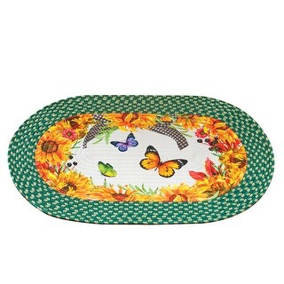 Braided Border Sunflowers and Butterflies Oval Accent Rug - 30" x 19.5 ...