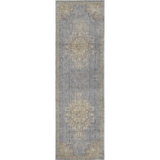 5'x8' Slate Grey Machine Woven Traditional Medallion Indoor Area Rug ...