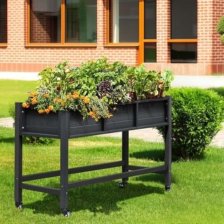 Moasis Outdoor Raised Garden Bed Planter Box Wood Mobile Elevated Stand ...