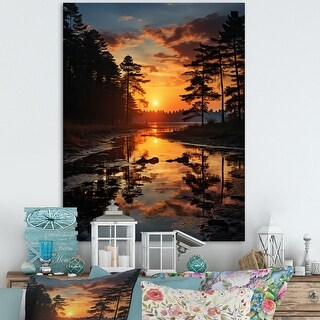 Designart "Sunrise Tranquility" Sunrisesunset Wall Art Prints - Bed ...