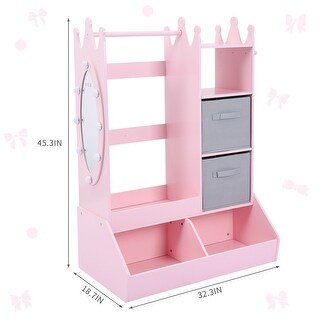Girls' Dress-Up Storage with Light & Mirror,Kids Clothing Rack, Storage ...