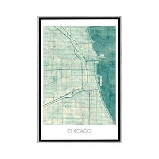 iCanvas "Chicago Vintage Blue Watercolor Urban Blueprint Map" by Hubert ...