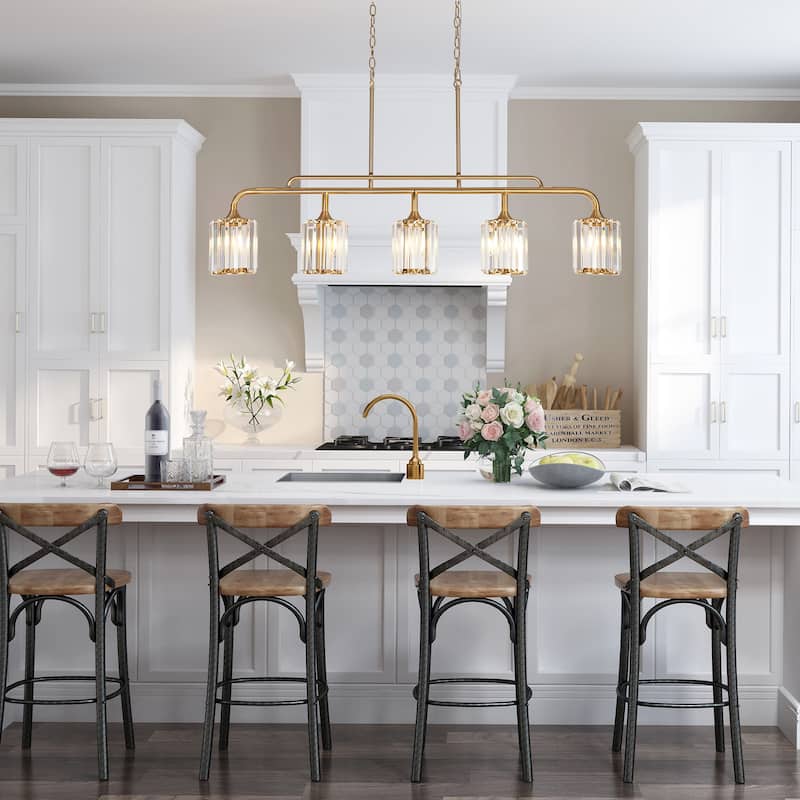 Modern 5-Light Crystal Chandeliers 47 inch Wide Island Lights for ...