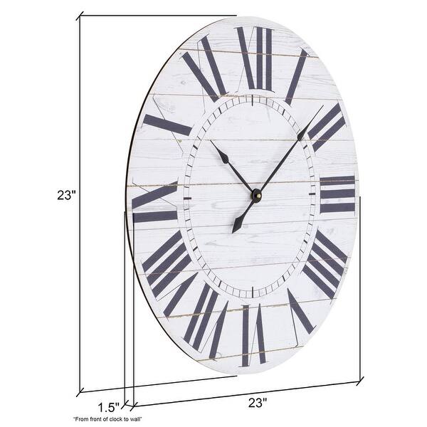 Estelle French Country Wall Clock with Shiplap Face - 23"H x 23"W x 1.5 ...