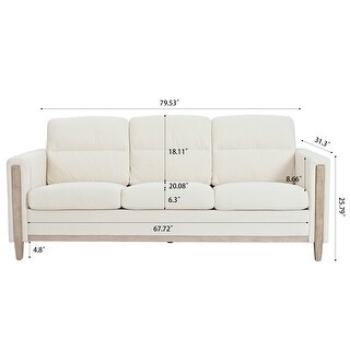 79.5" Comfortable Couch w/File Pocket 3-Seater Fabric Upholstered Sofa ...