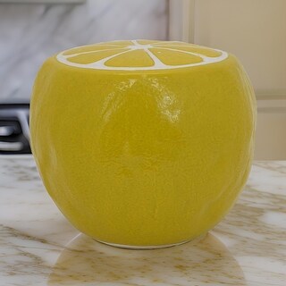 Oriha 18 Inch Plant Stand Garden Stool, Lemon Shape, Yellow, White ...